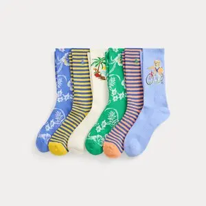 Ralph Lauren Polo Bear Cotton-blend Crew Socks 6-pack - White Multi