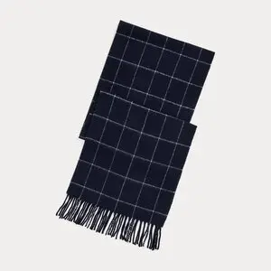 Ralph Lauren Windowpane Cashmere-wool Scarf - Classic Navy