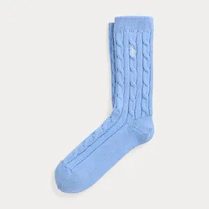 Ralph Lauren Cable-knit Crew Socks - Light Blue
