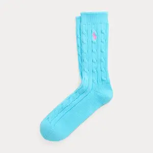 Ralph Lauren Cable-knit Crew Socks - Turquoise