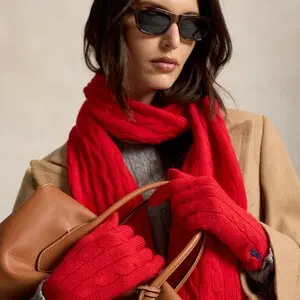 Ralph Lauren Cable-knit Wool-cashmere Gloves - Rl 2000 Red