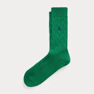 Ralph Lauren Cable-Knit Crew Socks Green