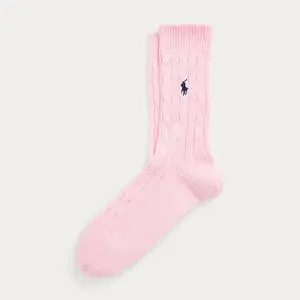 Ralph Lauren Cable-Knit Crew Socks Soft Pink