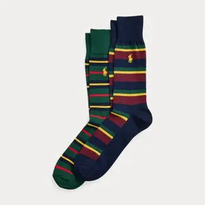 Ralph Lauren Striped Cotton-Blend Trouser Sock 2-Pack Navy