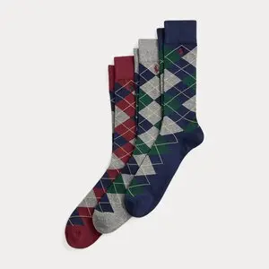 Ralph Lauren Argyle Cotton-blend Trouser Sock 3-pack - New Wine