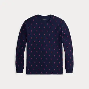 Ralph Lauren Allover Pony Waffle-knit Sleep Shirt - Cruise Navy/rl2000 Red