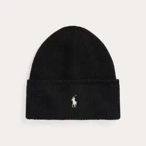 Ralph Lauren Merino Wool Knit Beanie Black Dust