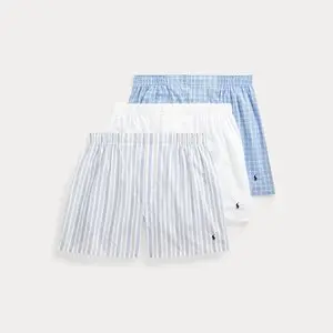 Ralph Lauren Classic Woven Cotton Boxer 3-pack - White/plaid
