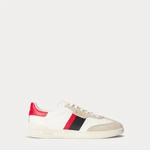 Ralph Lauren Heritage Aera Leather-suede Sneakers - Milkshake/black/red