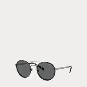 Ralph Lauren Heritage Rowing Stripe Round Sunglasses - Black Gunmetal