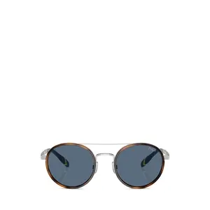 Ralph Lauren Heritage Rowing Stripe Round Sunglasses - Silver