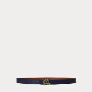 Ralph Lauren Logo Reversible Leather Skinny Belt - Refined Navy/lauren Tan