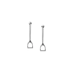 Ralph Lauren Sterling Silver Stirrup Chain Earrings