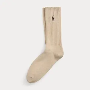 Ralph Lauren Signature Pony Cotton-Blend Crew Socks Ecru