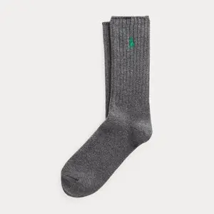 Ralph Lauren Signature Pony Cotton-blend Crew Socks - Grey Heather