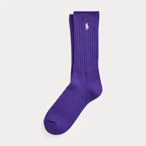 Ralph Lauren Signature Pony Cotton-Blend Crew Socks Purple White
