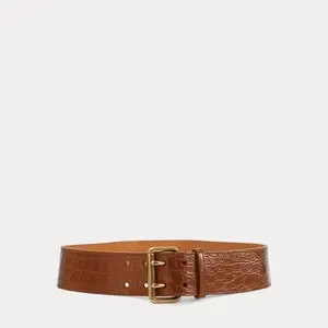 Ralph Lauren Calfskin Double-Prong Belt Honey