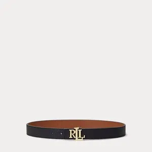 Ralph Lauren Logo Reversible Leather Belt - Black/lauren Tan