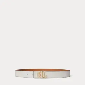 Ralph Lauren Logo Reversible Leather Belt - Soft White/caramel