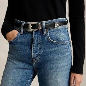 Ralph Lauren Western Vachetta Leather Belt - Black