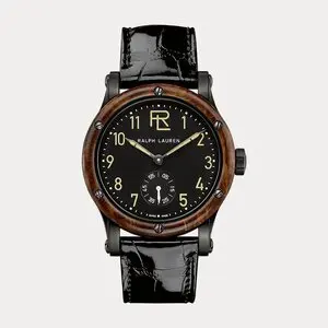 Ralph Lauren 39mm Automotive Steel Strap Watch - Black Dial