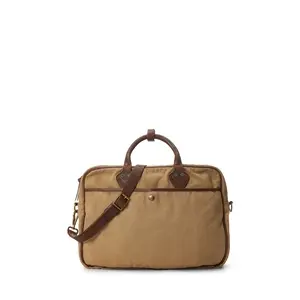 Ralph Lauren Leather-trim Canvas Briefcase - Khaki/brown