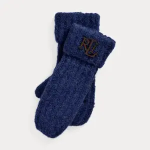 Navy Ribbed Gloves For Women