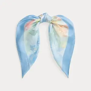 Ralph Lauren Floral Silk Square Scarf - Blue Note