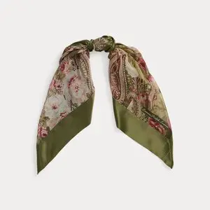 Ralph Lauren Floral Silk Square Scarf Botanic Green