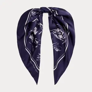 Ralph Lauren Floral Silk Square Scarf - Navy