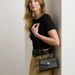 Ralph Lauren Leather Small Farrah Satchel - Black