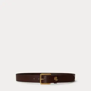 Ralph Lauren Leather Logo Belt Chestnut Brown