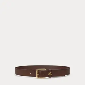 Ralph Lauren Leather Logo Belt Dark Mahogany