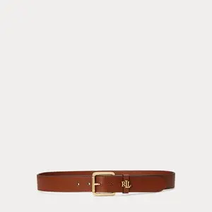 Ralph Lauren Leather Logo Belt Lauren Tan