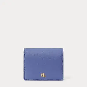 Ralph Lauren Crosshatch Leather Compact Wallet Carson Blue
