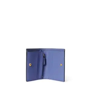 Ralph Lauren Crosshatch Leather Compact Wallet - Carson Blue