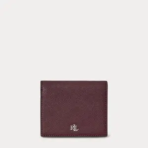 Ralph Lauren Crosshatch Leather Compact Wallet - Dark Garnet
