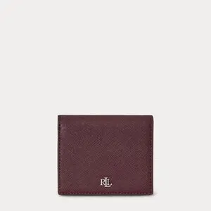 Ralph Lauren Crosshatch Leather Compact Wallet - Dark Garnet