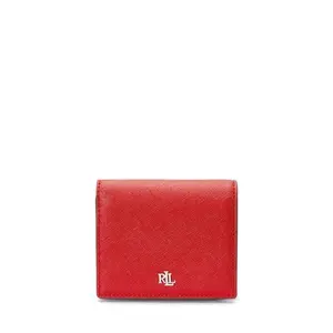 Ralph Lauren Crosshatch Leather Compact Wallet - Festive Red