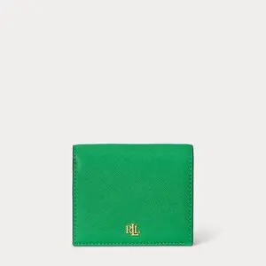Ralph Lauren Crosshatch Leather Compact Wallet - Green Topaz