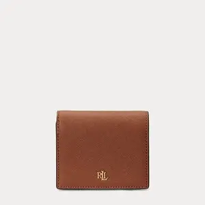 Ralph Lauren Crosshatch Leather Compact Wallet Lauren Tan