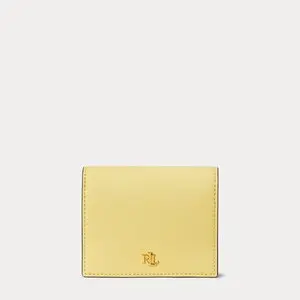 Ralph Lauren Crosshatch Leather Compact Wallet Lemon Sorbet