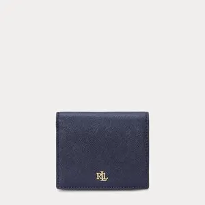 Ralph Lauren Crosshatch Leather Compact Wallet Refined Navy