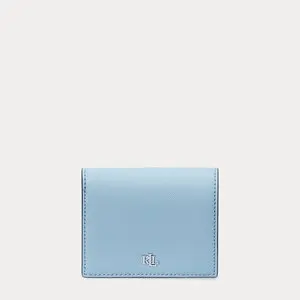 Ralph Lauren Crosshatch Leather Compact Wallet Sky Blue
