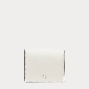 Ralph Lauren Crosshatch Leather Compact Wallet Soft White