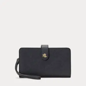 Ralph Lauren Crosshatch Leather Tech Wristlet Black