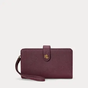 Ralph Lauren Crosshatch Leather Tech Wristlet - Pinot Noir