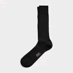 Ralph Lauren Ribbed Merino Wool-blend Dress Socks - Black
