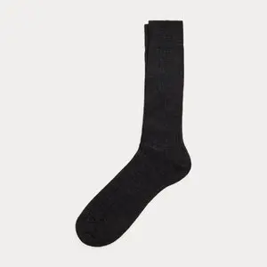 Ralph Lauren Ribbed Merino Wool-Blend Dress Socks Dark Grey