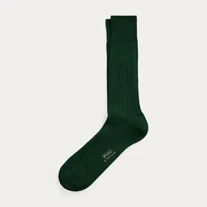 Ralph Lauren Ribbed Merino Wool-blend Dress Socks - Moss
